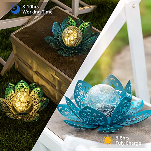 HUAXU Solar Outdoor Lights Garden Decorative - Bright Lotus Flower Table Lamp, Waterproof Solar Lights for Patio Pathway Yard Balcony Outside Decor