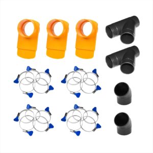 powertec 70315 2-1/2-inch dust collection fittings kit w/connectors, blast gates and clamps – three machine set-up