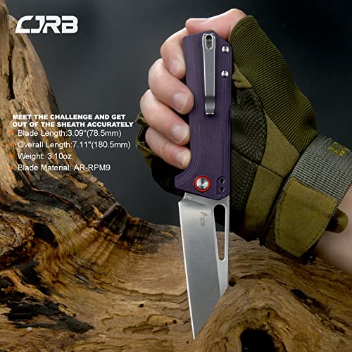 CJRB Folding Knives RUFFIAN (J1924-VT) AR-RPM9 Powder Steel Blade Violet Purple G10 Tactical Handle Pocket Folding Knife EDC Knife Designed by Dirk Pinkerton