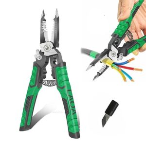 laoa needle nose pliers electrician pliers wire stripper wire stripper tool,9-in-1 multifunctional for clamping,tightening screws,stripping wires,cutting cables,iron wires with 1pc spring