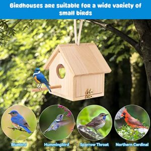 GINDOOR Bird Houses for Outside Clearance with Pole, Wood Birdhouse Blue Bird House Birdhouses for Outdoors Hanging Garden Patio Decorative for Swallow Sparrow Hummingbird Finch Throstle