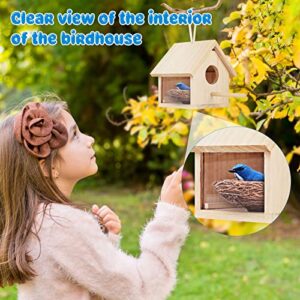 GINDOOR Bird Houses for Outside Clearance with Pole, Wood Birdhouse Blue Bird House Birdhouses for Outdoors Hanging Garden Patio Decorative for Swallow Sparrow Hummingbird Finch Throstle