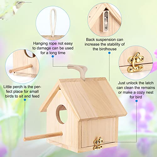 GINDOOR Bird Houses for Outside Clearance with Pole, Wood Birdhouse Blue Bird House Birdhouses for Outdoors Hanging Garden Patio Decorative for Swallow Sparrow Hummingbird Finch Throstle