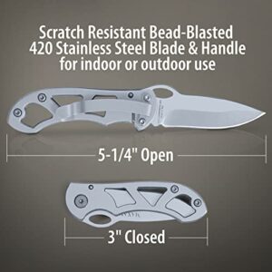 Maxam Folding Pocket Knife - Stainless Steel Blade, Handle, Frame Lock - Small Tactical Knife with Clip