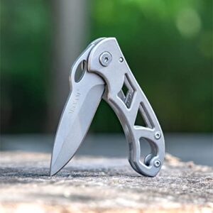 Maxam Folding Pocket Knife - Stainless Steel Blade, Handle, Frame Lock - Small Tactical Knife with Clip