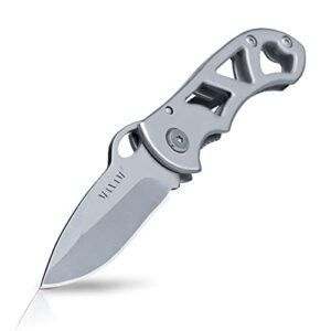 Maxam Folding Pocket Knife - Stainless Steel Blade, Handle, Frame Lock - Small Tactical Knife with Clip