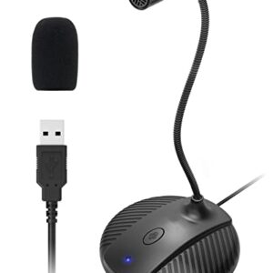 Desktop USB microphone with mute button, plug and play, can adjust the direction arbitrarily. Compatible with MAC/Windows, suitable for recording, work meeting, gaming, laptop, computer