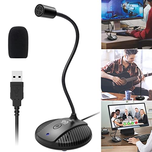 Desktop USB microphone with mute button, plug and play, can adjust the direction arbitrarily. Compatible with MAC/Windows, suitable for recording, work meeting, gaming, laptop, computer