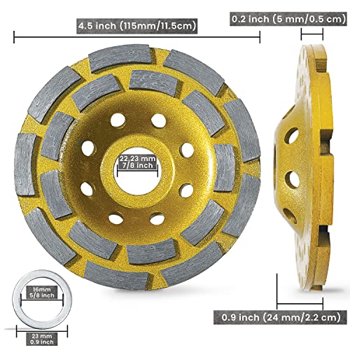 Ace-Tools Concrete Grinding Wheel 4 1/2 for Angle Grinder, 4.5 inch Concrete Grinder Wheel for Grinding Concrete,Cement, Masonry Stones, Granite and Marble,18 Segment Diamond cup wheel 7/8" Arbor Hole