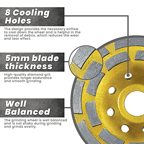 Ace-Tools Concrete Grinding Wheel 4 1/2 for Angle Grinder, 4.5 inch Concrete Grinder Wheel for Grinding Concrete,Cement, Masonry Stones, Granite and Marble,18 Segment Diamond cup wheel 7/8" Arbor Hole