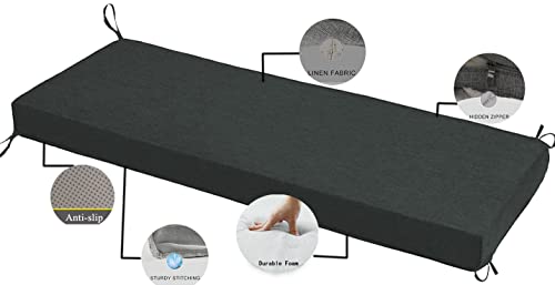 MYLSMPLE Bench Cushion Chair Pad Outdoor Bench/Swing Cushion Slip Cover Water Resisitant UV Protection Indoor Patio Furniture Cushion Cover with Zipper Replacement Cover (36"X18"X2", Dark Grey)