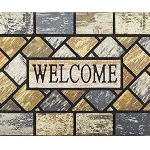 MTOUOCK Welcome Mats Outdoor, 17 * 30" Front Door Durable Mat for Non Slip Rubber Outdoor Home Entrance, Geometric Shape Style Outside Entry