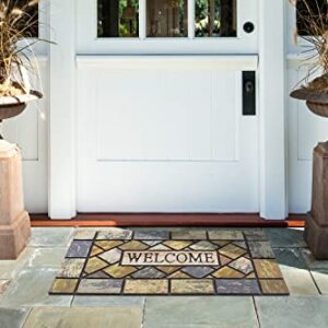 MTOUOCK Welcome Mats Outdoor, 17 * 30" Front Door Durable Mat for Non Slip Rubber Outdoor Home Entrance, Geometric Shape Style Outside Entry