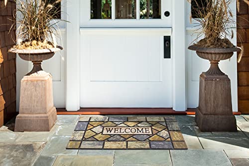 MTOUOCK Welcome Mats Outdoor, 17 * 30" Front Door Durable Mat for Non Slip Rubber Outdoor Home Entrance, Geometric Shape Style Outside Entry