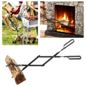 26" Fireplace Tongs, Uten Fire Pit Accessories for Outside, Firewood Tongs, Heavy Duty Wrought Iron Fire Pit FireTongs, Log Tweezers for Stove Camping Fire Pit Tools Indoor/Outdoor