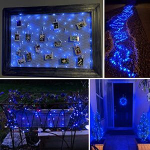 Solar String Lights Outdoor, 4-Pack Each 72FT 200 LED, Solar Twinkle Lights Outdoor Waterproof with 8 Modes, Copper Wire Solar Fairy Lights for Tree Outside Decorations (Blue)