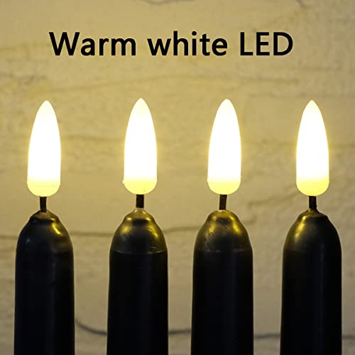 NONNO & ZGF 4 Pack Black 11'' LED Wax Covered Taper Candles, Use 2-AA Battery(not Included Runs 200 Hours,Remote Control, Flameless Battery Operated Decor Candle, Warm White LED