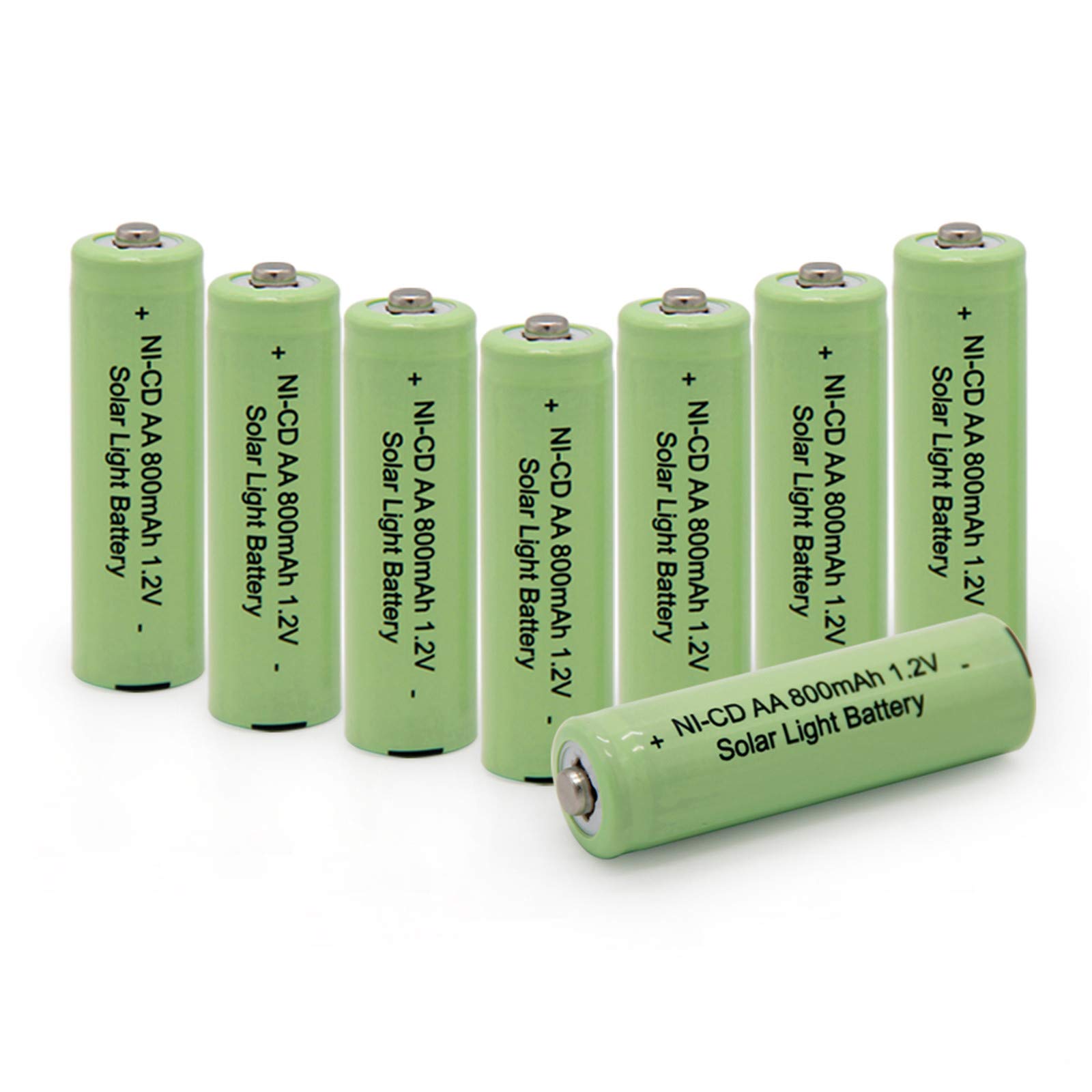 BAOBIAN 8 Pack AA NiCd 800mAh 1.2V Rechargeable Batteries for Outdoor Solar Garden Lights with 1 Smart Individual Battery Charger