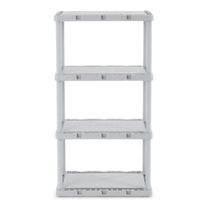 Gracious Living Knect-A-Shelf Fixed Height 4 Tier Storage System Unit Light Duty for Home, Garage, and Laundry Room, 24 x 12 x 48, Gray (3 Pack)