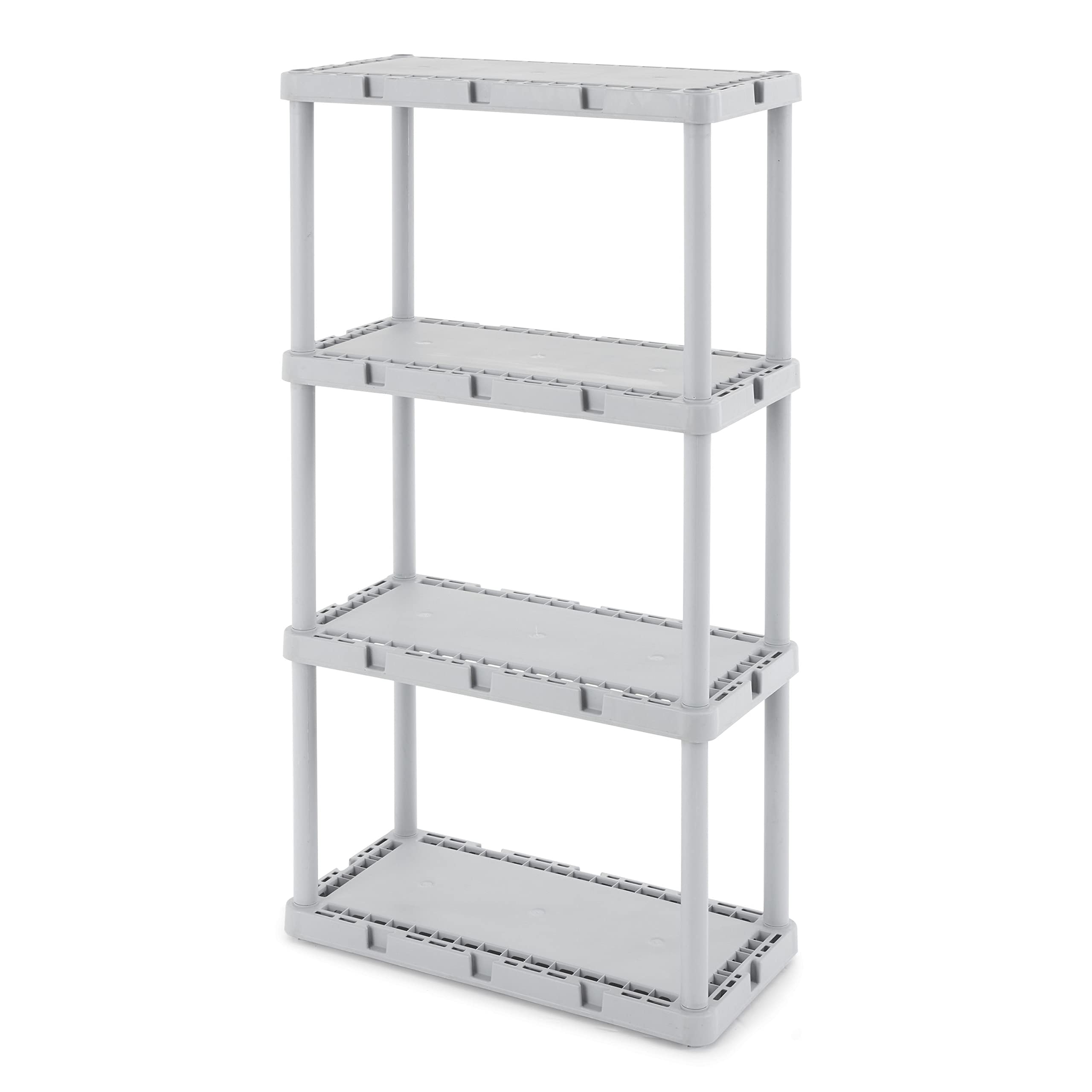 Gracious Living Knect-A-Shelf Fixed Height 4 Tier Storage System Unit Light Duty for Home, Garage, and Laundry Room, 24 x 12 x 48, Gray (3 Pack)