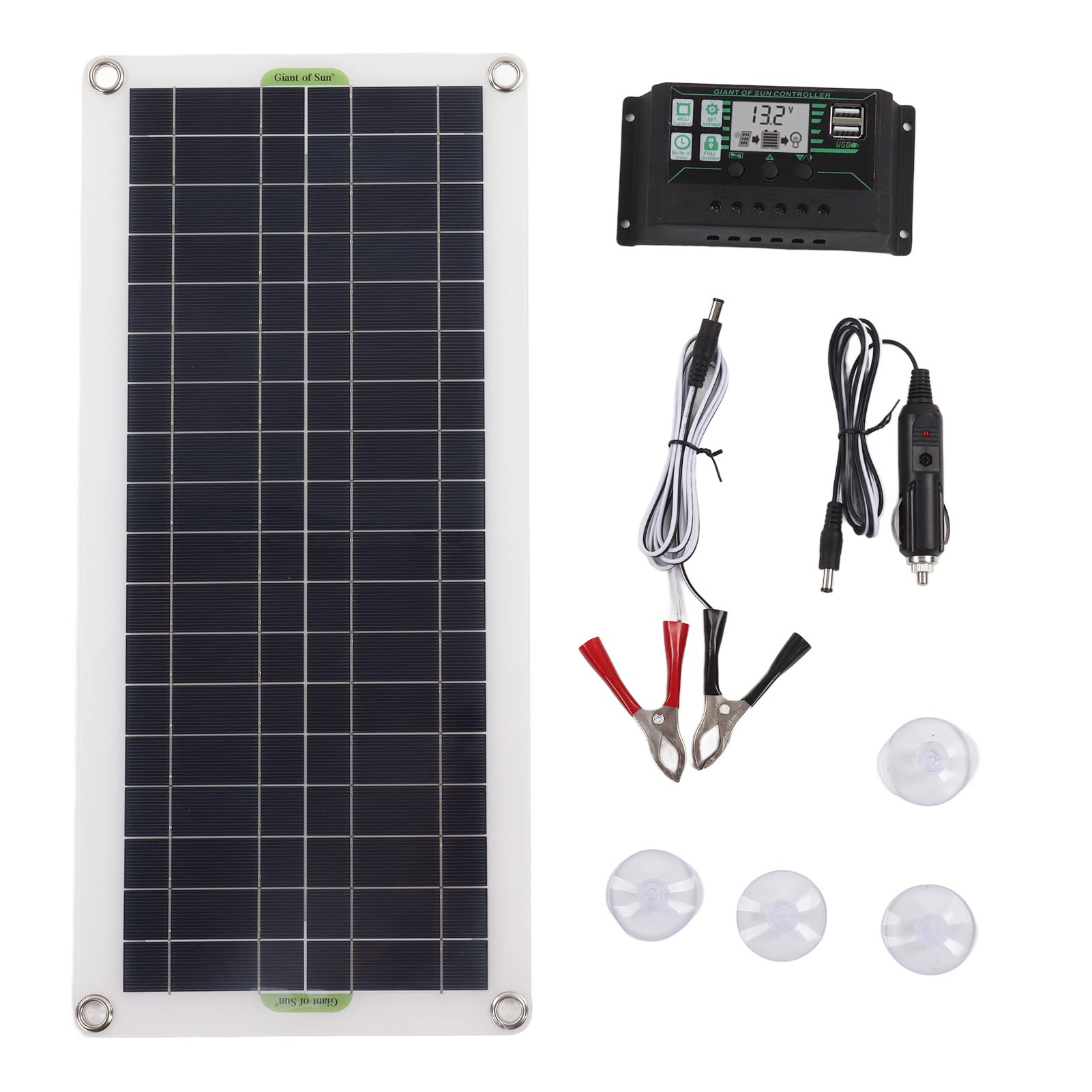 Cryfokt 30W 12V 24V Solar Panel Kit, Solar Panel Maintainer with Voltage Controller and SAE Cable Adapters, Solar Battery for Car, RV, Boat, Marine, Trailer