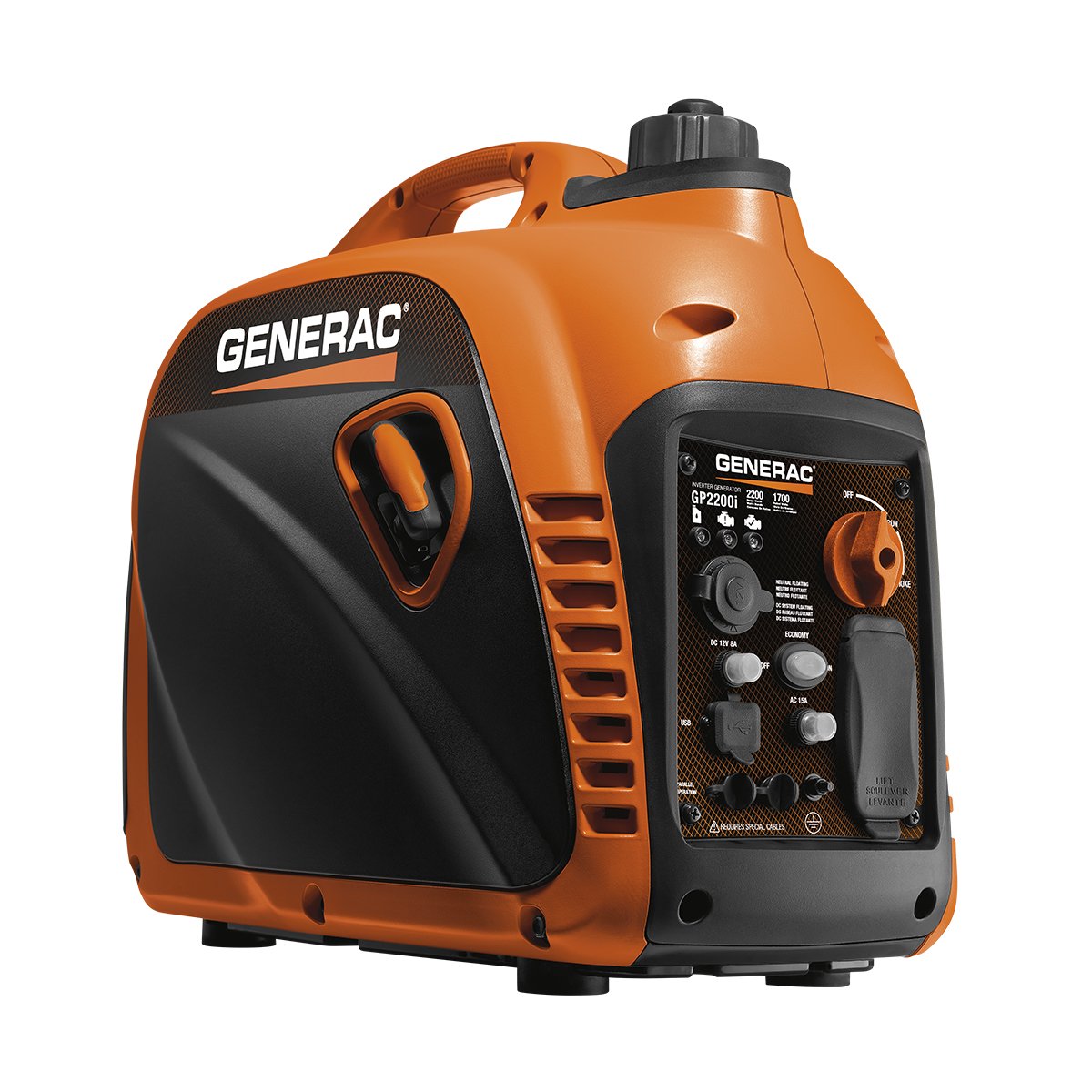 Generac GP2200i Portable Inverter Generator - Quiet and Powerful 2,200-Watt, Gas-Powered - Ideal for Home, RV, Camping - Solar Panel Compatible