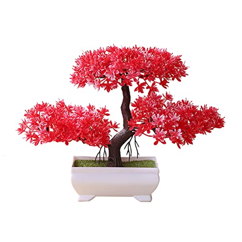 C-LARSS Artificial Bonsai Nice-Looking Lightweight Pretty Simulated Bonsai for Office Red