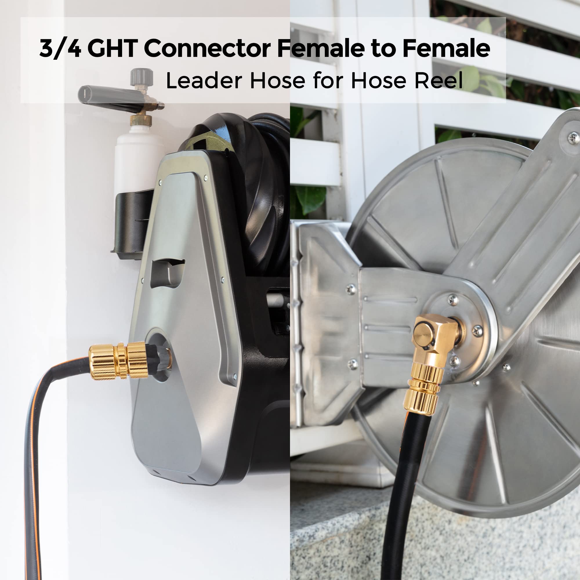 Giraffe Hybrid Leader Hose 5/8" x 6ft Custom Length, No Kink, Flexible, Leakproof Water Hose with Female to Female Fittings, 600 Burst PSI