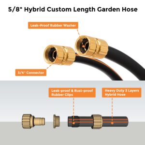 Giraffe Hybrid Leader Hose 5/8" x 6ft Custom Length, No Kink, Flexible, Leakproof Water Hose with Female to Female Fittings, 600 Burst PSI