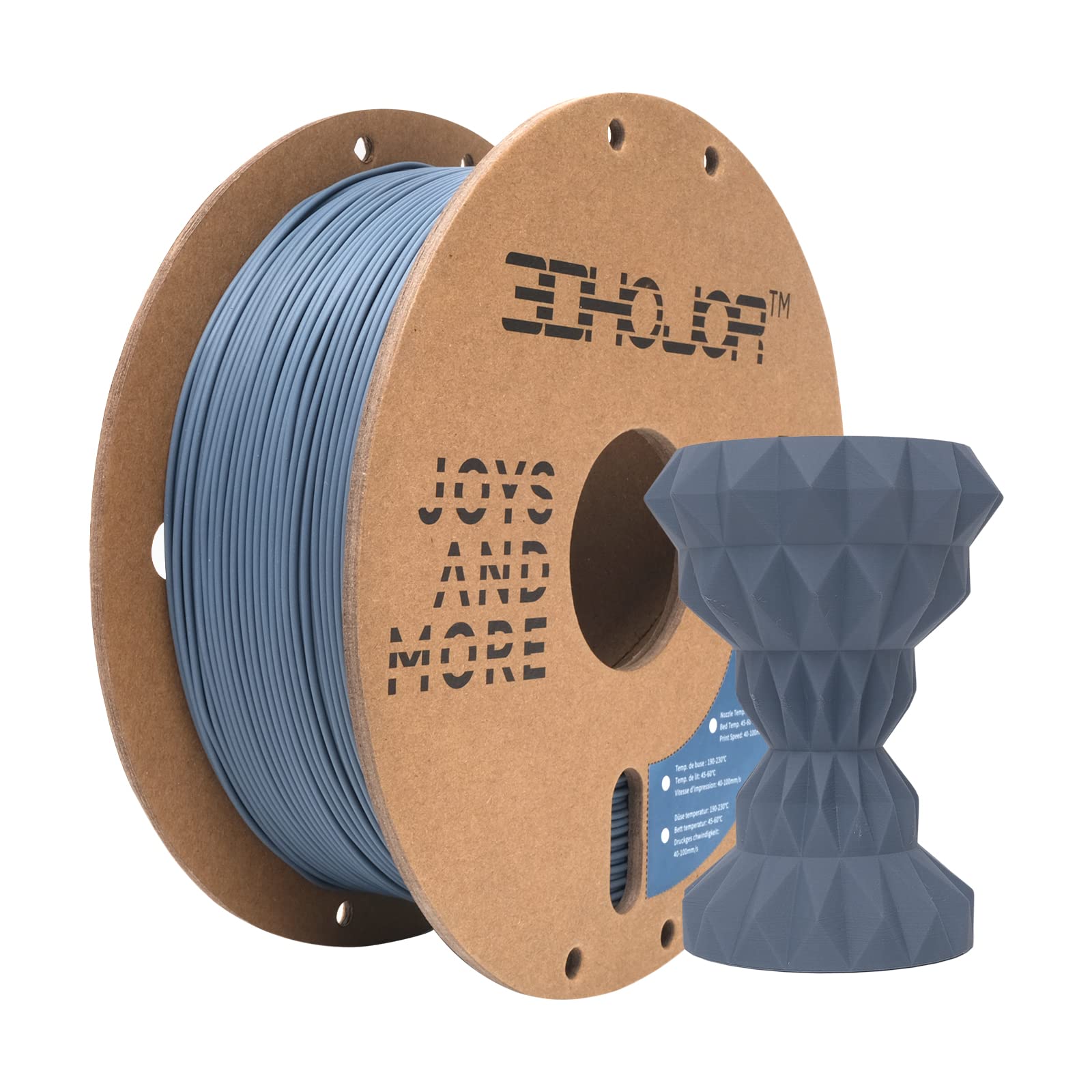 3DHoJor Matte PLA Filament 1.75mm, Upgrade Matte PLA Roll 1kg Cardboard Spool (2.2lbs), Dimensional Accuracy +/- 0.03 mm (Matte Grey)