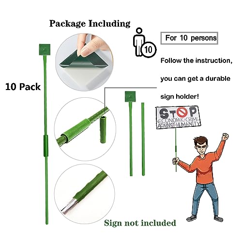 Lightweight Yard Signs Stakes Protest Sign Holders,Parades Slogan Poles, Warning Signs Support Placards With Handle For Grand Ceremonies,Sale,Vote, Sports, Airport Pick Up, Pack 10 (SET A)