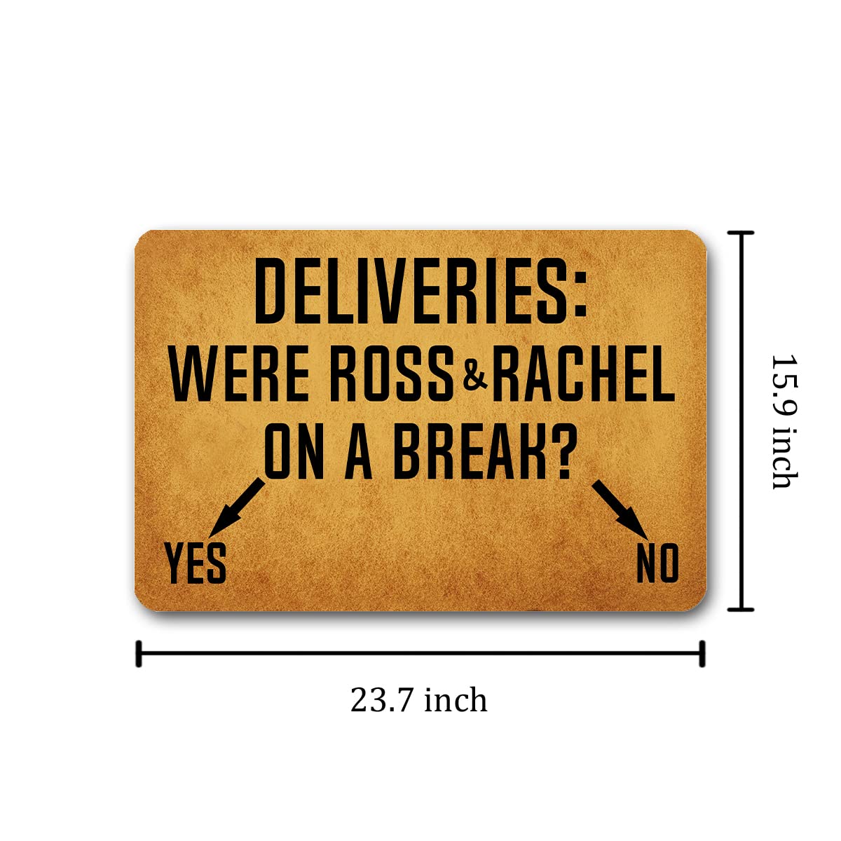 Funny Welcome Front Door Mats Indoor Entrance Rug Deliveries Were Ross And Rachel On A Break Personalized Monogram Kitchen Rugs and Mats With Anti-Slip Rubber Back Novelty Gift Mat(23.7 X 15.9 in)