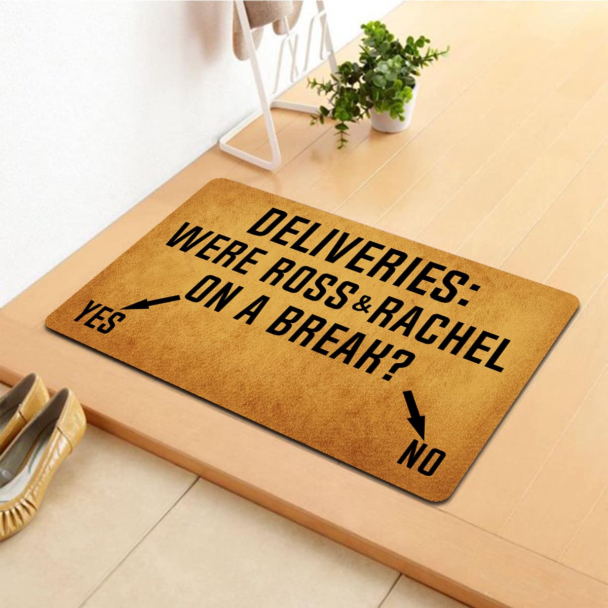 Funny Welcome Front Door Mats Indoor Entrance Rug Deliveries Were Ross And Rachel On A Break Personalized Monogram Kitchen Rugs and Mats With Anti-Slip Rubber Back Novelty Gift Mat(23.7 X 15.9 in)