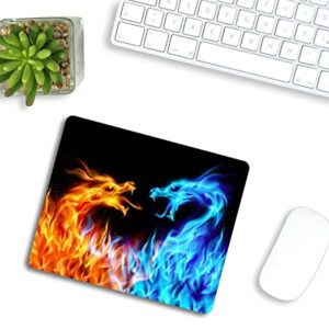 Mouse Pad, Rectangle Abstract Blue and Red Fiery Dragons Anti-Slip Rubber Mousepad for Gaming Office Laptop Computer PC Men Women Kids, Cute Custom Pattern 9.5"x7.9"x0.12" Inch