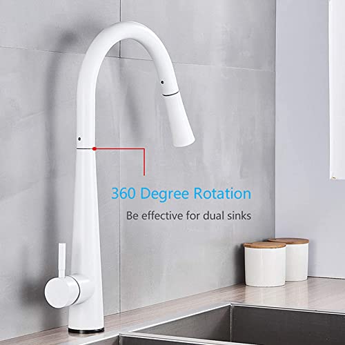 Yalsfowe White Kitchen Faucet with Pull Down Sprayer Touch On Kitchen Faucet Smart Sensor Kitchen Faucet, Modern Faucets for Kitchen Sinks Single Handle Single Hole