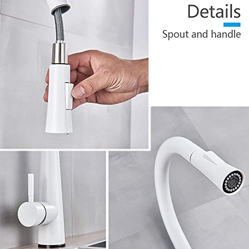 Yalsfowe White Kitchen Faucet with Pull Down Sprayer Touch On Kitchen Faucet Smart Sensor Kitchen Faucet, Modern Faucets for Kitchen Sinks Single Handle Single Hole