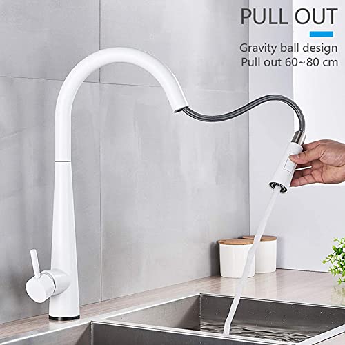 Yalsfowe White Kitchen Faucet with Pull Down Sprayer Touch On Kitchen Faucet Smart Sensor Kitchen Faucet, Modern Faucets for Kitchen Sinks Single Handle Single Hole