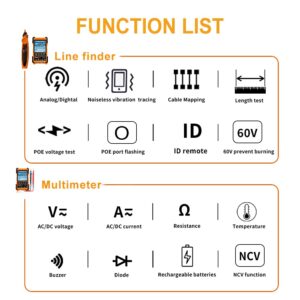 KKnoon Network Cable Tester - Multifunction Network Cable Tester for CAT5/CAT6,Ethernet Cable Tester with Multimeter,Poe Circuit Tester,Test Fault Distance Location and Length Measurement