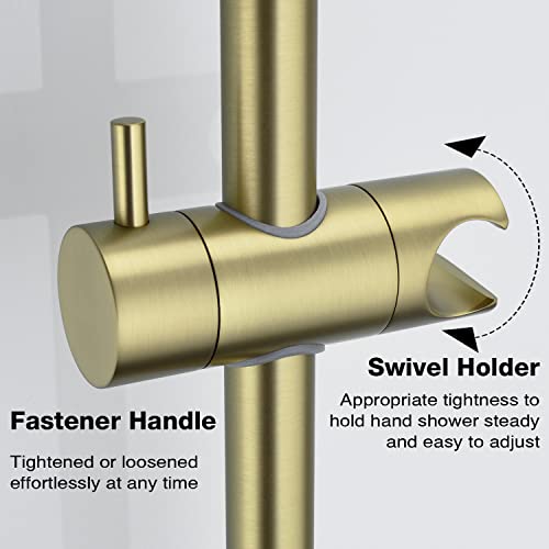 TRUSTMI Slide Bar 26 Inch with Adjustable Handheld Shower Head Holder Brass, Wall Mounted, Brushed Gold