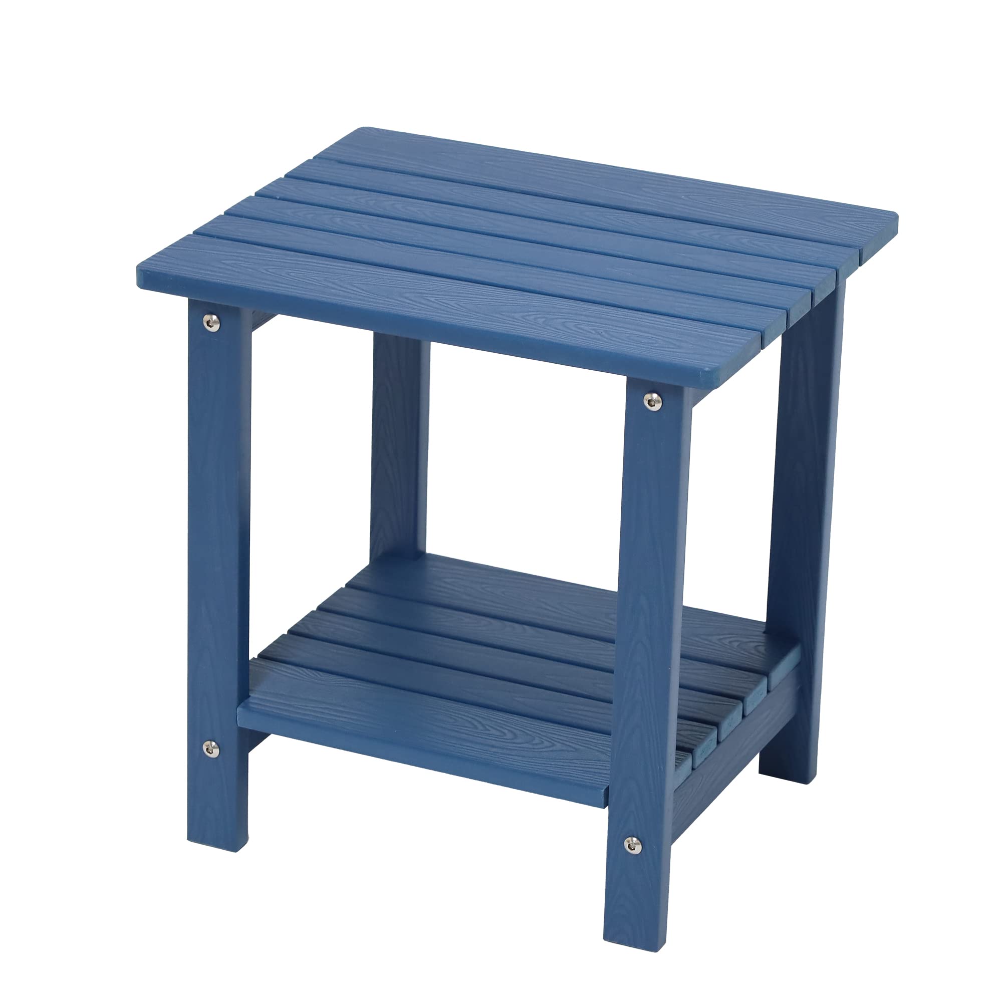 Byzane Double Adirondack Side Table, Weather Resistant, Rectangular End Table for Patio, Garden, Lawn, Indoor Outdoor Companion, Navy Blue