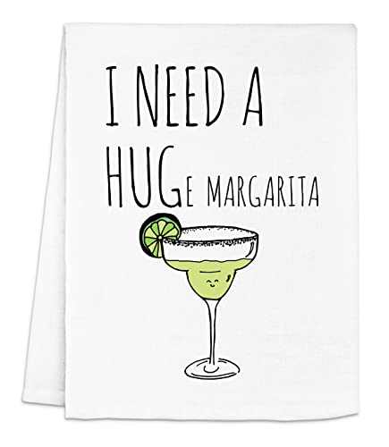 Moonlight Makers, Colorful Funny Dish Towel, Flour Sack Kitchen Towel, Sweet Housewarming Gift, Farmhouse Kitchen Decor (I Need A HUGe Margarita)