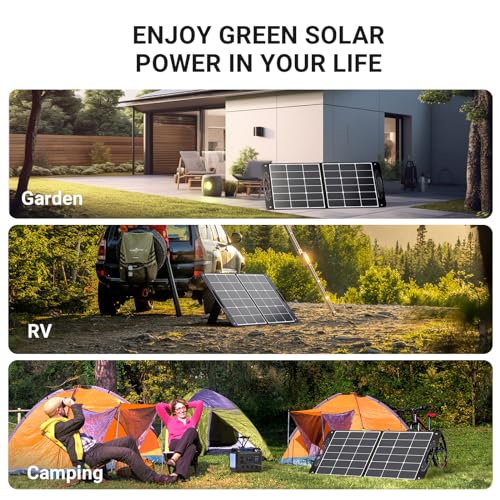 YOLANESS Portable Solar Panel for Power Station, 100W/20V Foldable Solar Panel Charger with Adjustable Kickstand and USB Outputs for Camping