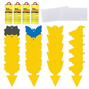 wizpesty fruit fly traps for indoors,20pcs yellow sticky fly traps,gnat traps,bugs catcher for house indoor and outdoor, bonus 4 fly paper tubes