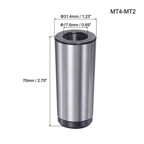 uxcell MT4 to MT2 Morse Taper Adapter Morse Taper Center Sleeve Reducing Drill Sleeve 4MT to 2MT for Lathe Milling