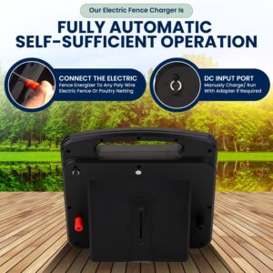 My Animal Command Solar Powered Electric Fence Charger 3 Mile 0.25 Joules Output (9-11KV) Electric Fence Energizer Containment & Protection of Livestock, Horses, Cattle Sheep, Pets Easy Installation