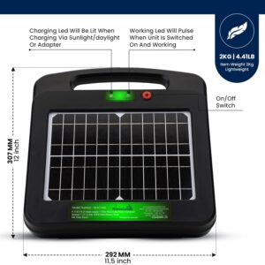 My Animal Command Solar Powered Electric Fence Charger 3 Mile 0.25 Joules Output (9-11KV) Electric Fence Energizer Containment & Protection of Livestock, Horses, Cattle Sheep, Pets Easy Installation