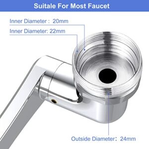 1440° Swivel Multifunctional Robotic Arm Faucet Extender, Large-Angle Rotating Splash Filter Faucet Aerator for Kitchen and Bathroom Sink, Kitchen Extension Faucet, 2 Water Outlet Modes