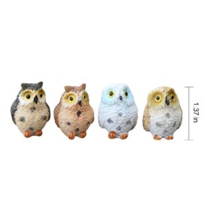 Flocovers 4 PCS Resin Mini Owls, Fairy Garden Accessories Miniature Figurines, Fairy Garden Supplies Micro Landscape, Fairy Garden Animals for Fairy Garden, Plant Pots, Bonsai Craft Decor