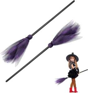 veemoon halloween witch flying broom mesh tulle removable handle witch broom masquerade show dress up wonder broom witch broom for halloween cosplay party (random colour)