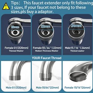 1080° Rotating Extension Faucet Aerator, Splash Faucet Sprayer Aerator, Swivel Faucet Extender for Bathroom & Kitchen Sink with 2 Water Outlet Modes,Silver